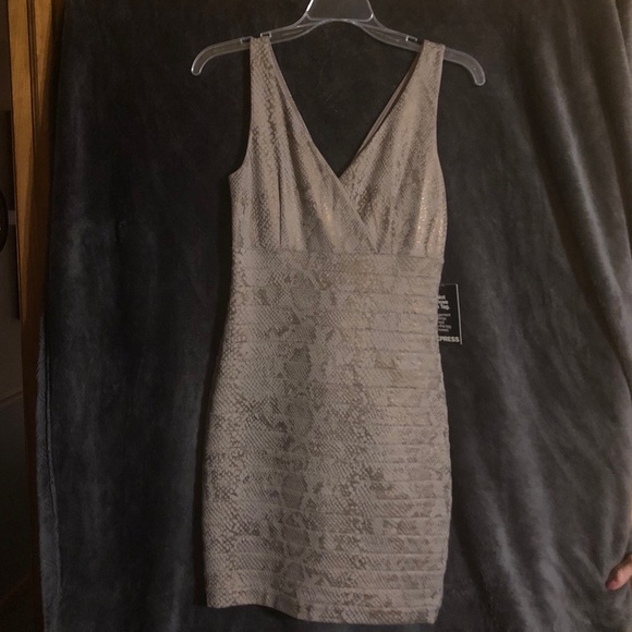 Express | Dresses | Grey Snake Skin Bodycon Dress Nwt From Express ...